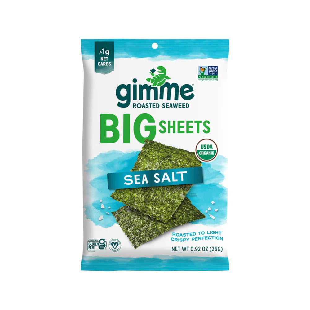 GIMME Roasted Seaweed Big Sheets Sea Salt 7 Sheets 26g - Clearance (Ex