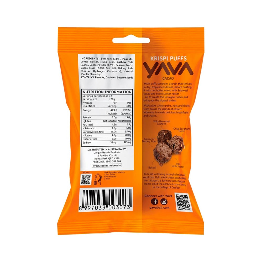 Yava Krispi Puffs Cacao 45g