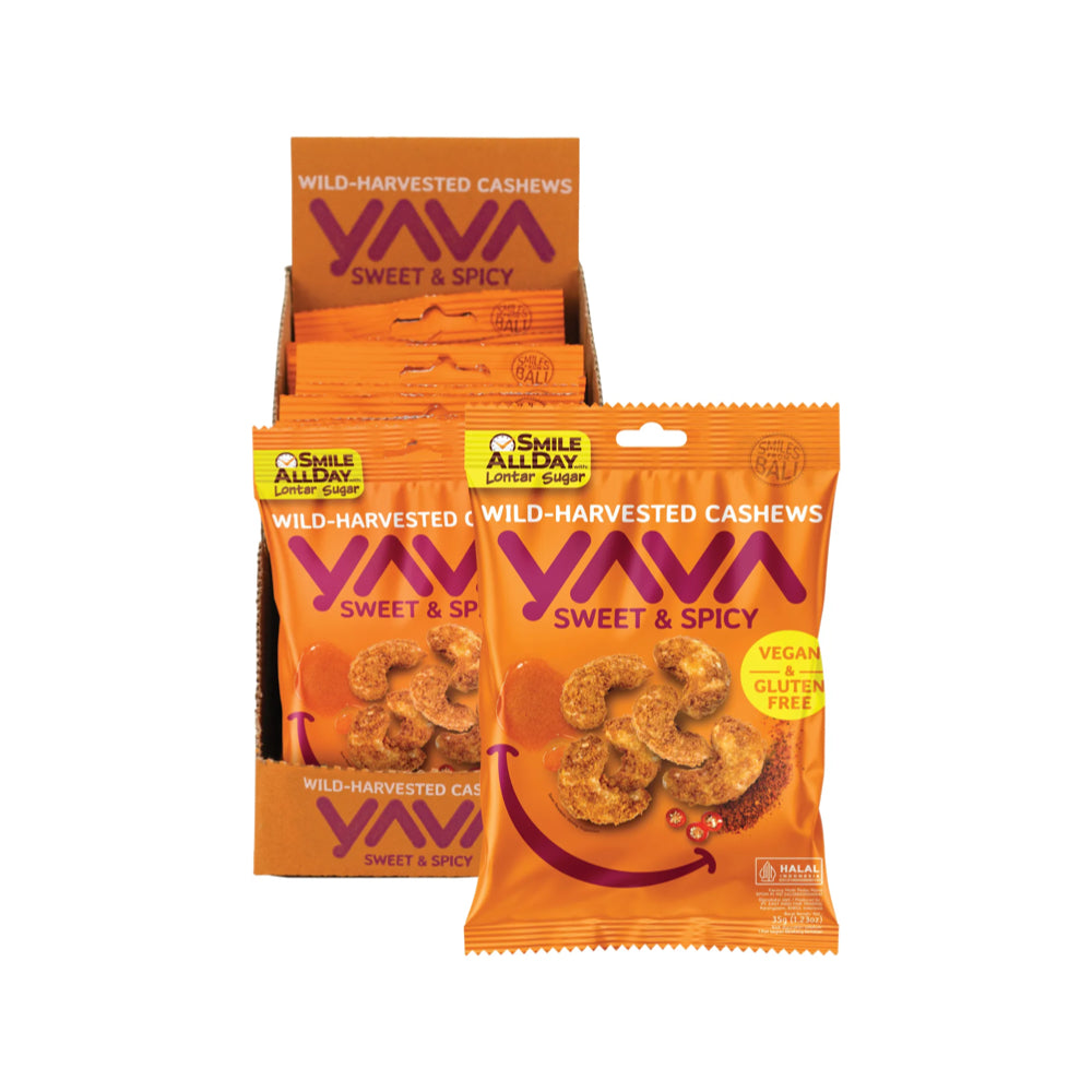 YAVA Wild-Harvested Cashews Sweet & Spicy 10x35g — Australian Organic ...