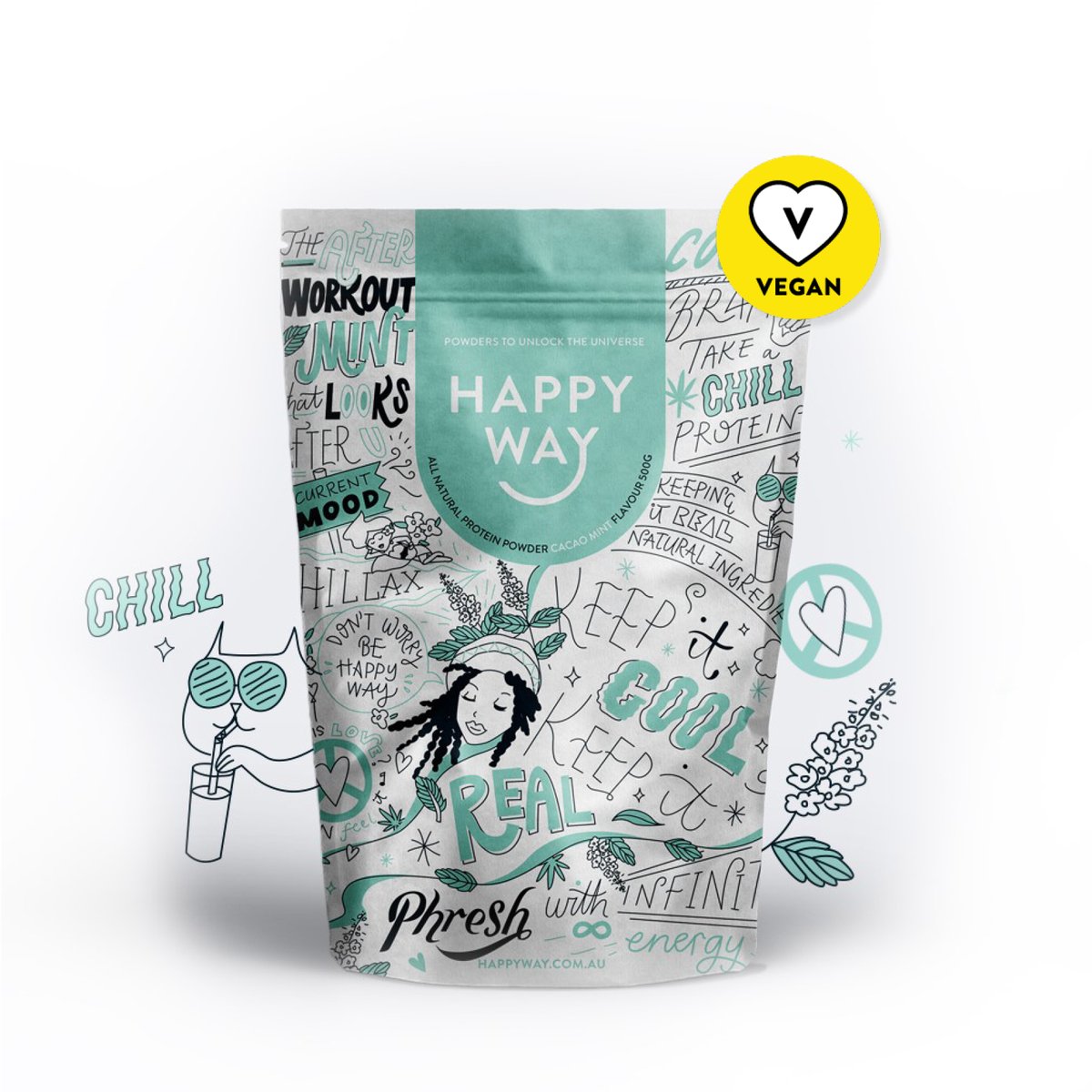Happy Way Hemp Protein Powder Cacao Mint — Australian Organic Products